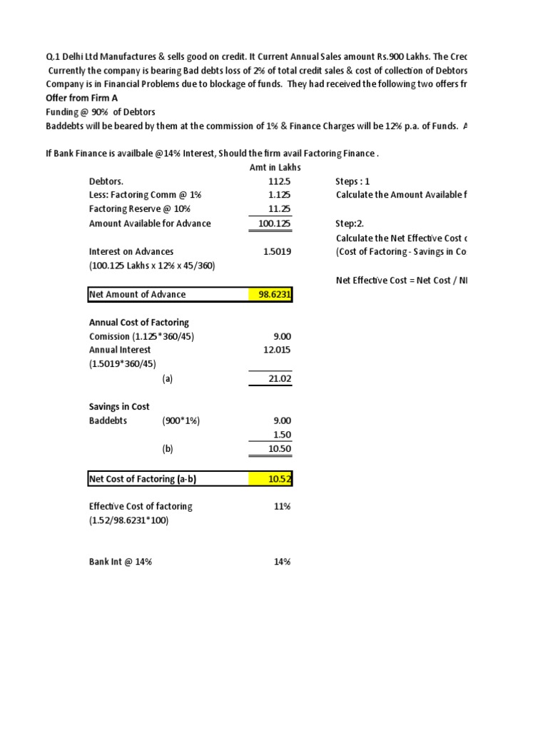 Offer From Firm A | PDF | Factoring (Finance) | Credit