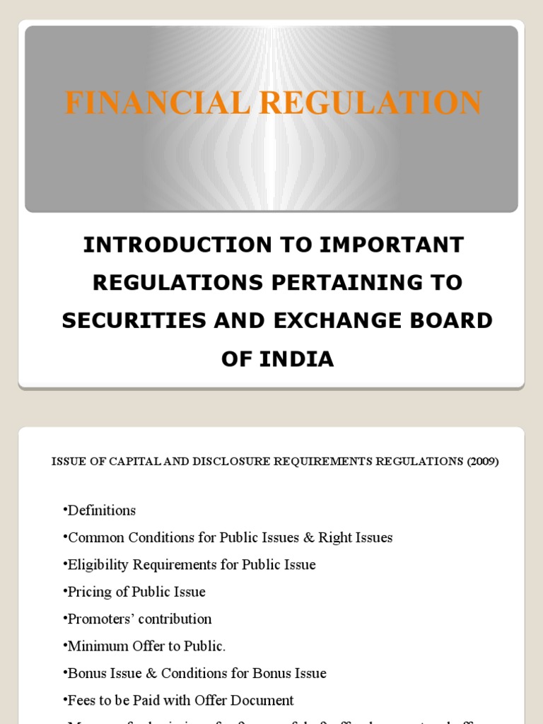FR - Sebi Issue of Capital & Disclosure Requirements | PDF | Securities ...