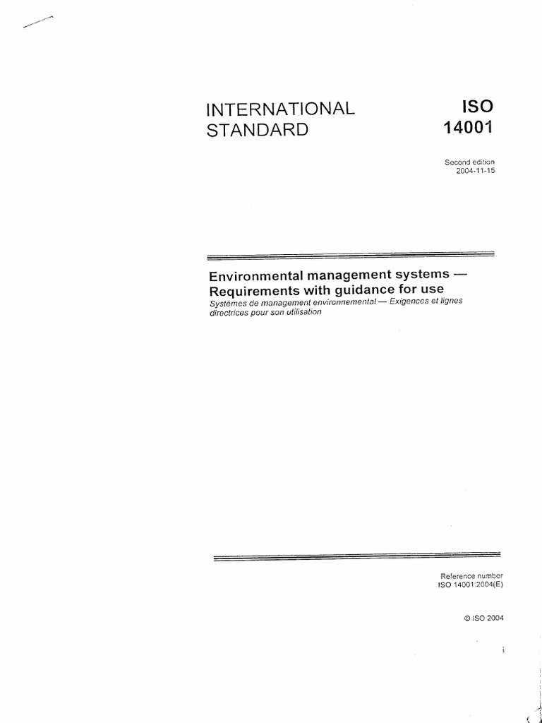 International Standard 1 4001: Environmental Management Systems ...