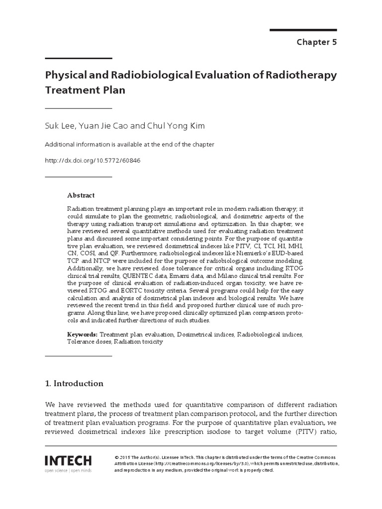 Physical and Radiobiological Evaluation of Radiotherapy Treatment Plan ...