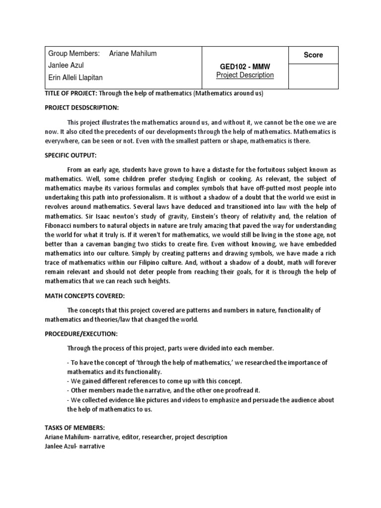 Project Description - MMW - Ged102 | PDF | Academic Discipline ...