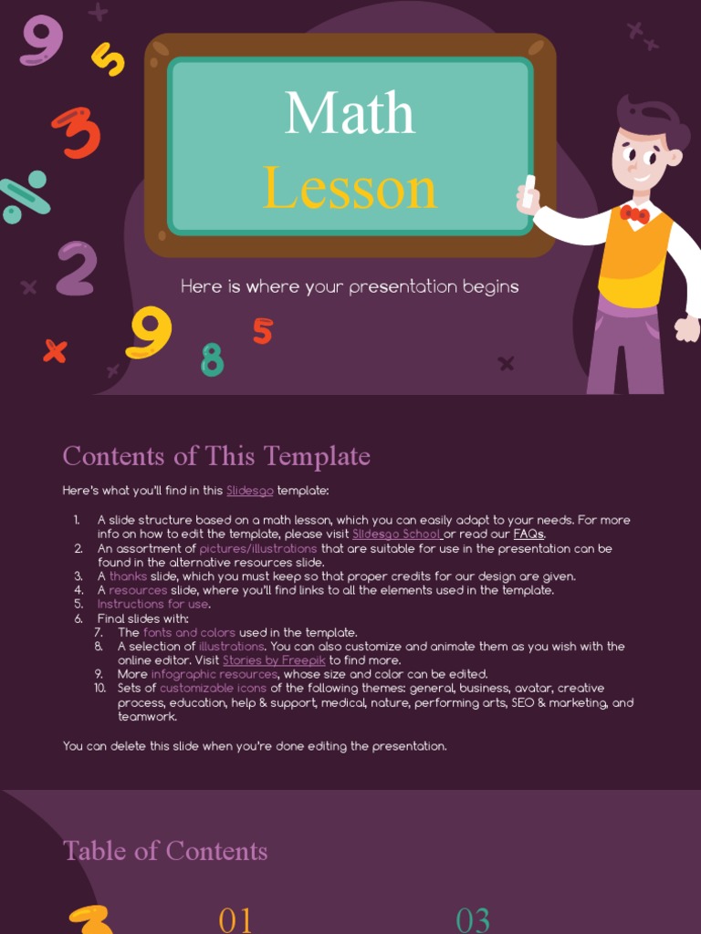 Math Lesson by Slidesgo | PDF