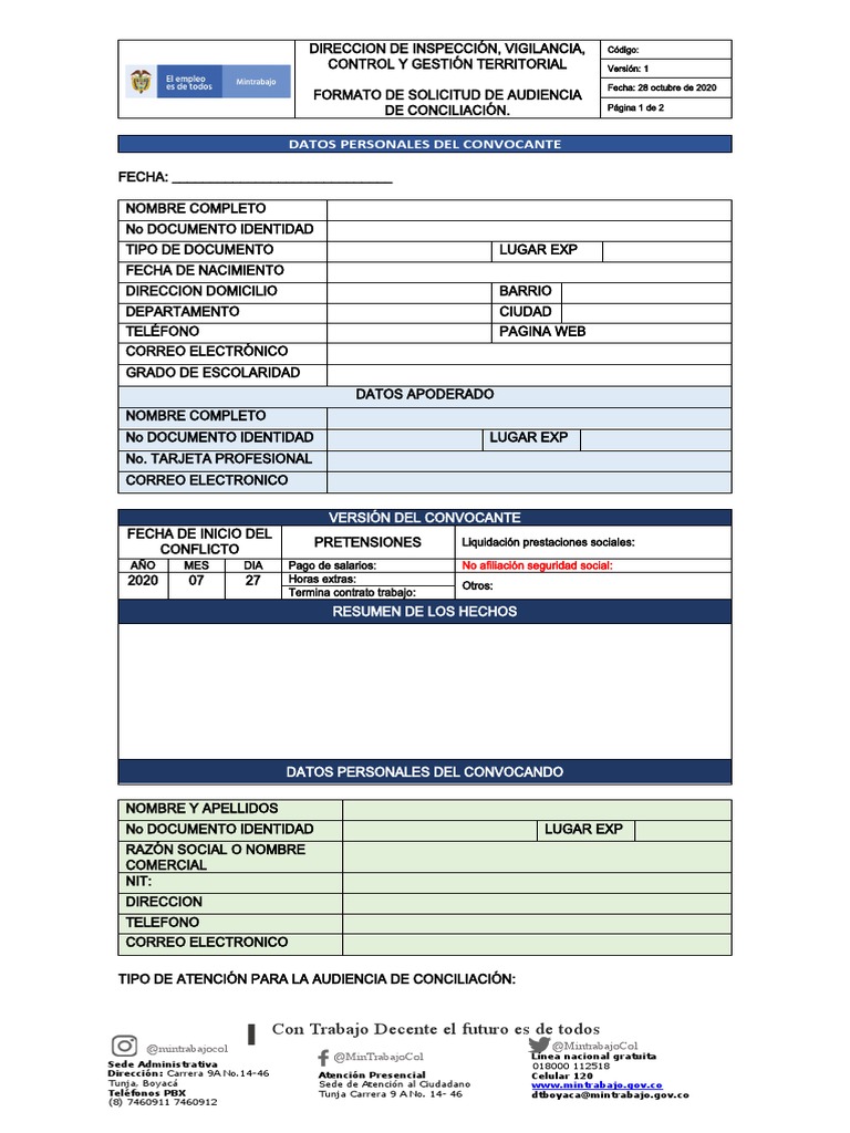 Formato Solicitud Audiencia Conciliacion Virtual | PDF | Informática | Informática y tecnología ...