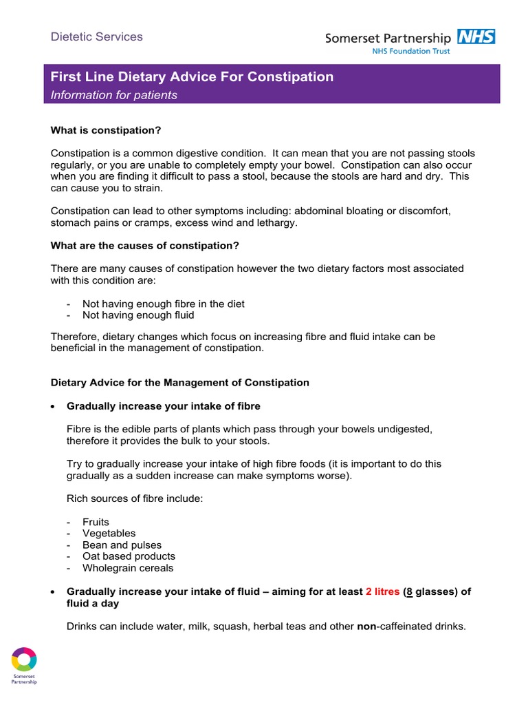 Constipation Fact Sheet | PDF | Constipation | Dietary Fiber