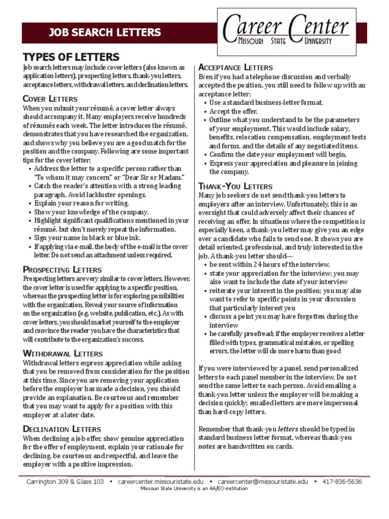 Job Search Letters | PDF | Résumé | Cognition