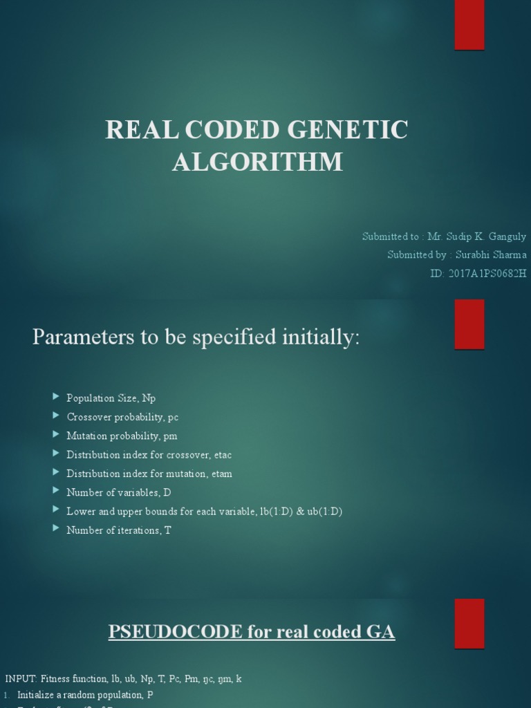 Real Coded Genetic Algorithm | PDF