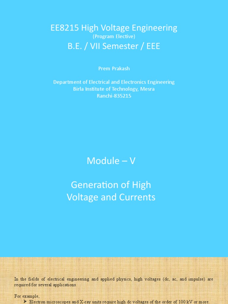 Module 5 - Generation of High Voltage | PDF | Rectifier | Vacuum Tube