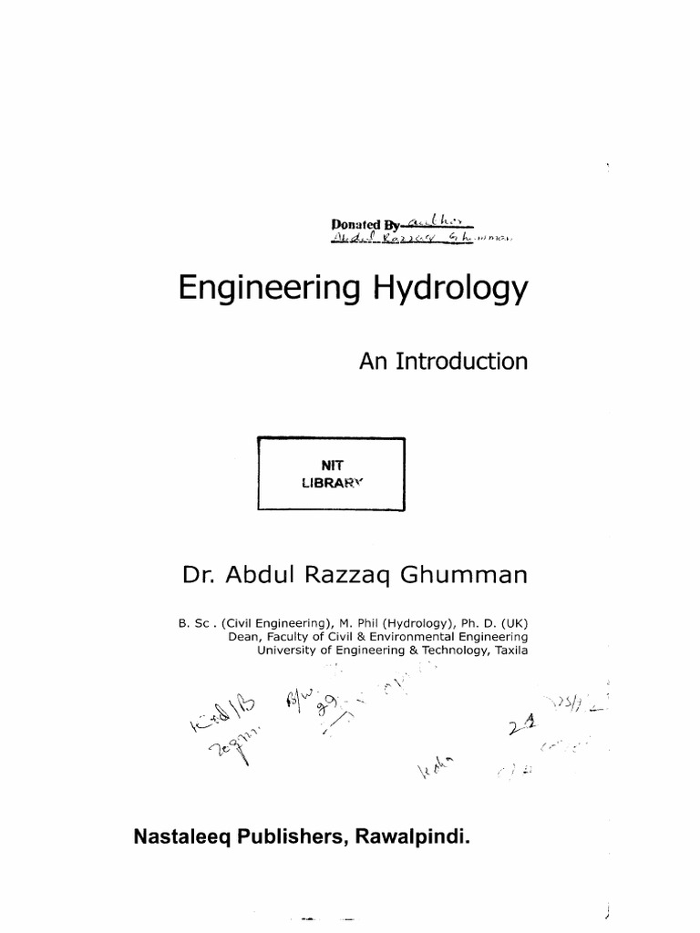Engineering Hydrology - An Introduction by A.R.Ghuman PDF | PDF ...