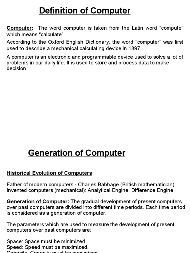 Defination of Computers | PDF | Home & Garden | Computers