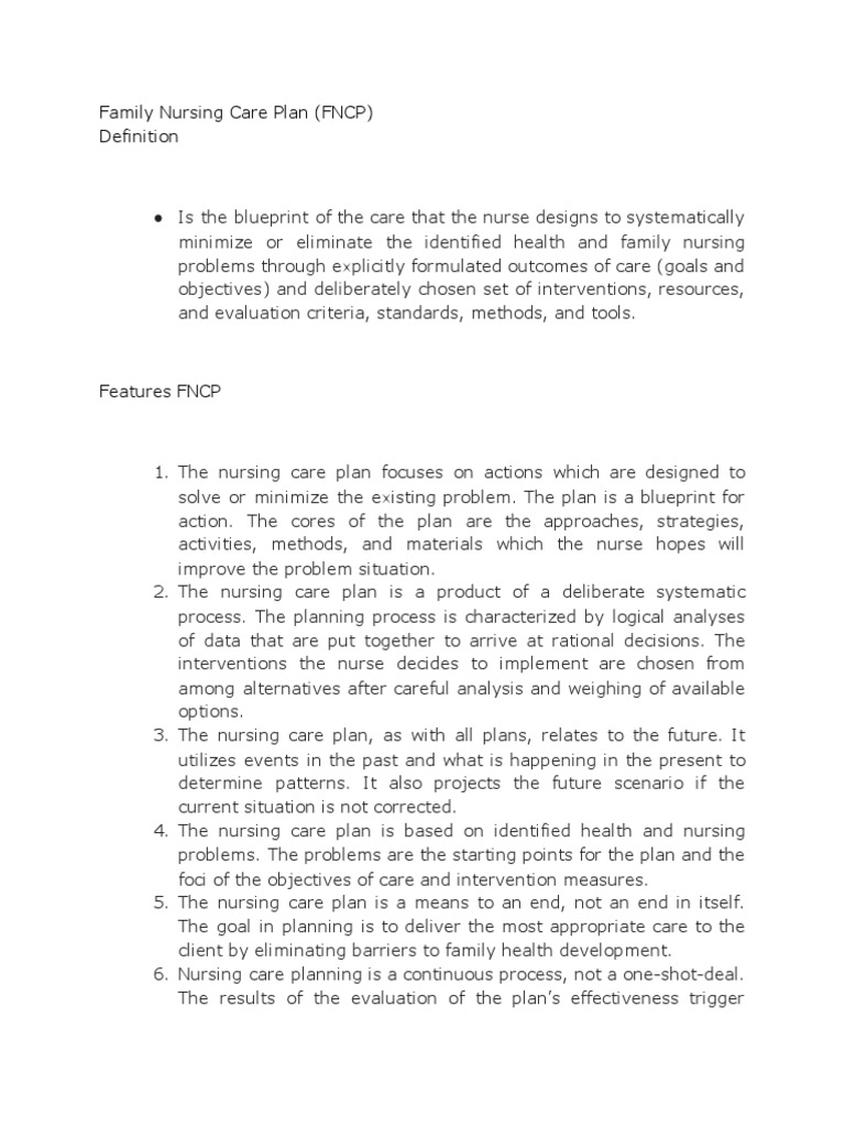 Family Nursing Care Plan | PDF | Nursing | Evaluation