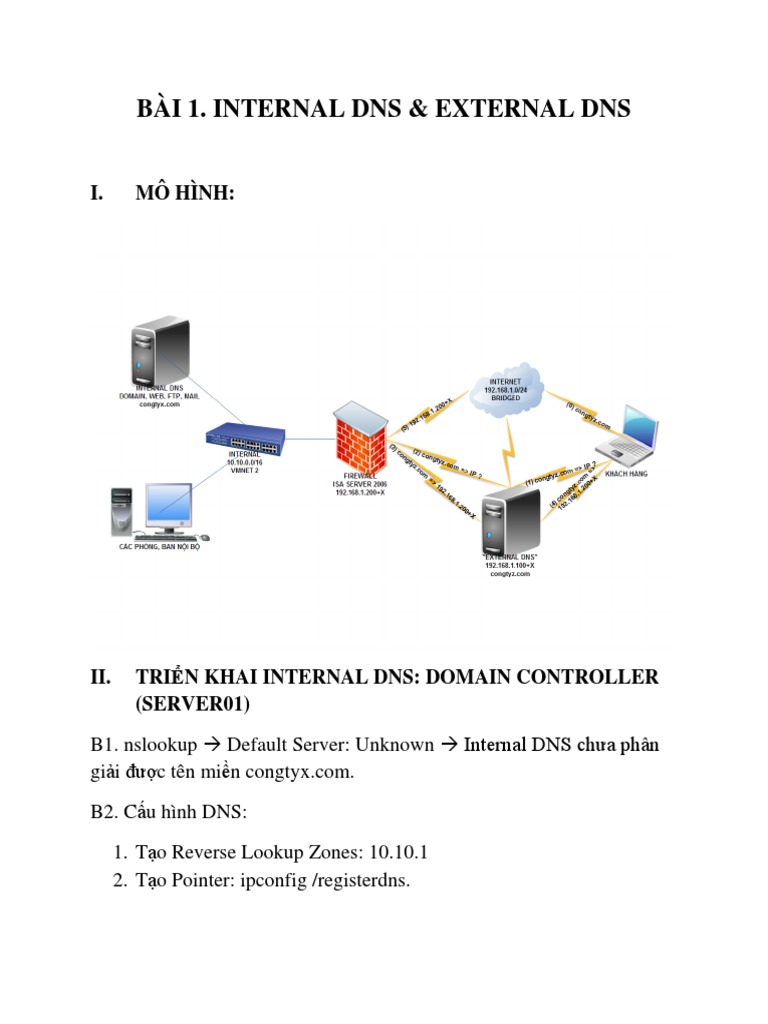 Bai 1. Internal DNS & External DNS (Mo Hinh Edge Firewall) | PDF