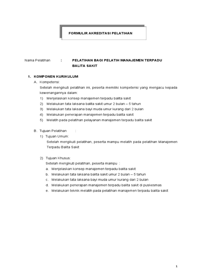 Form Akreditasi TOT MTBS-Rev26Feb2019 | PDF
