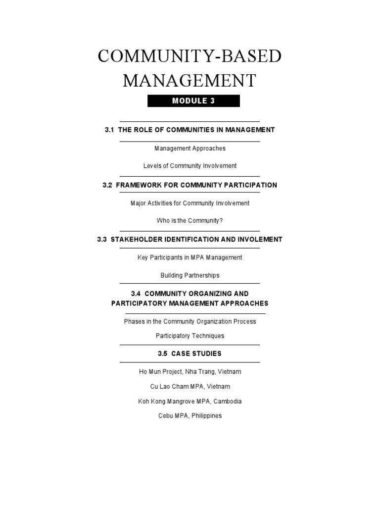 Community-Based Management: 3.1 The Role of Communities in Management ...