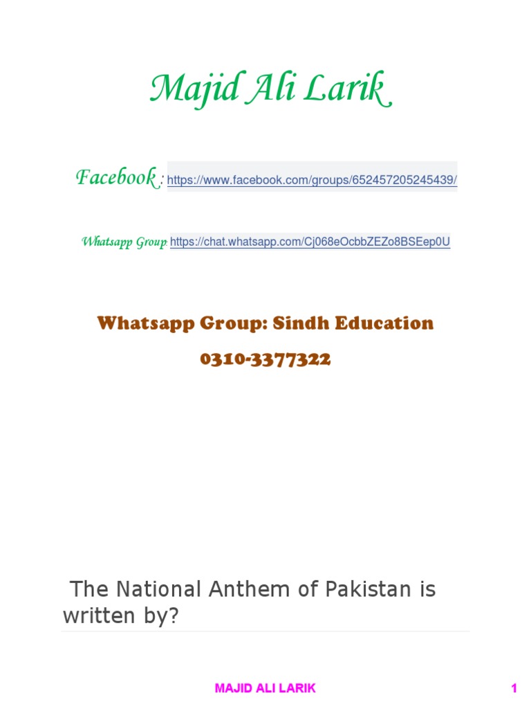 Pak Studies Mcqs | PDF | Pakistan | Sindh