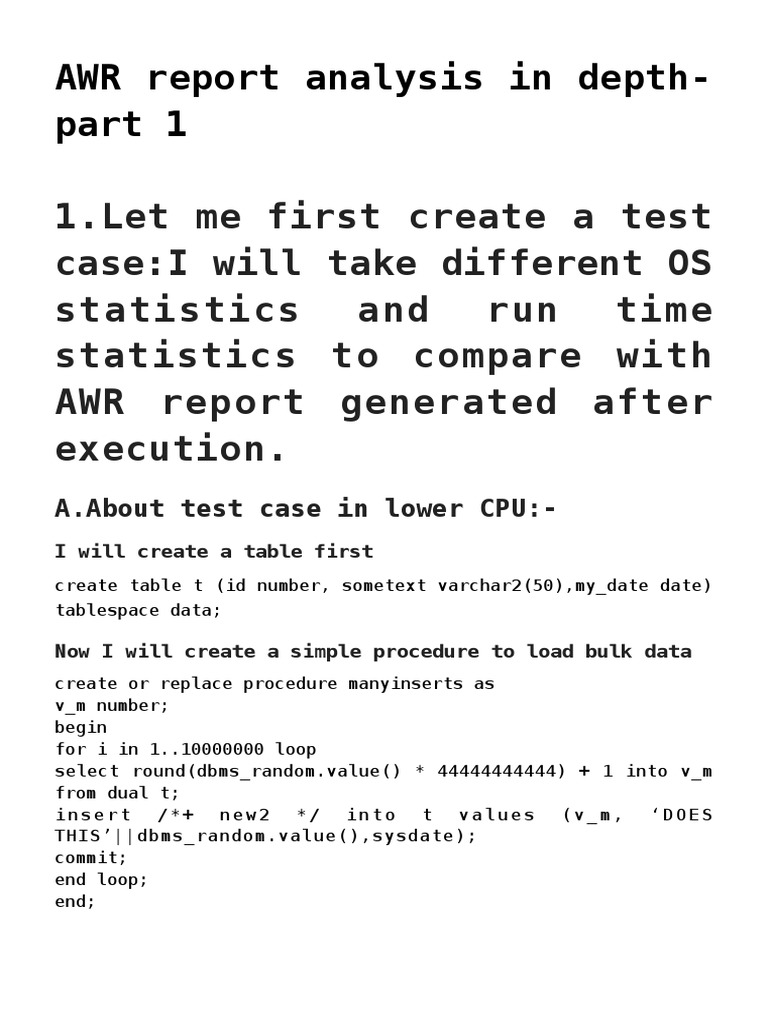 AWR Analysis Part-1 PDF | PDF | Pl/Sql | Sql