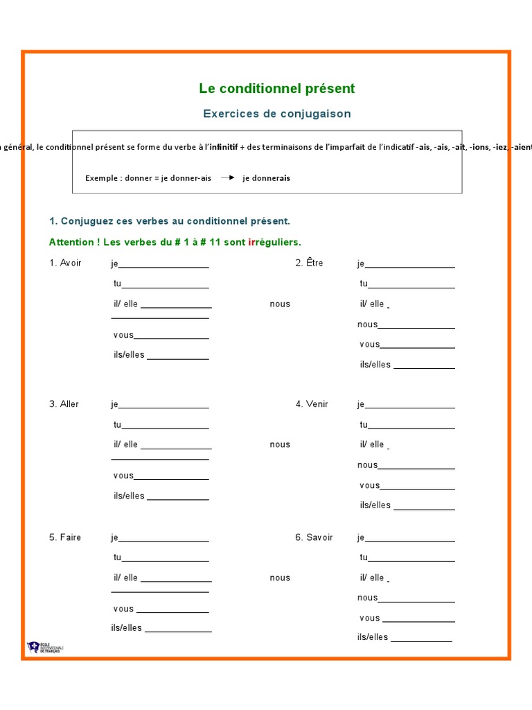 Le Conditionnel Present Exercices Et Corrige-Converti | PDF ...