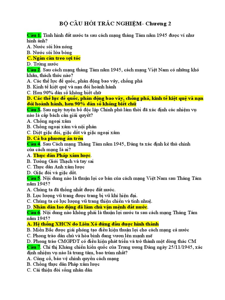 Câu Hỏi Chuong 2 - LSD | PDF