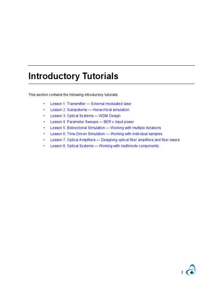 OptiSystem Introductory Tutorials | PDF | Icon (Computing) | Parameter (Computer Programming)