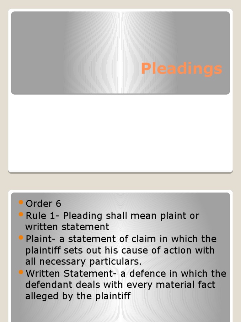 Rules for Drafting Pleadings in CPC | PDF | Pleading | Civil Law ...