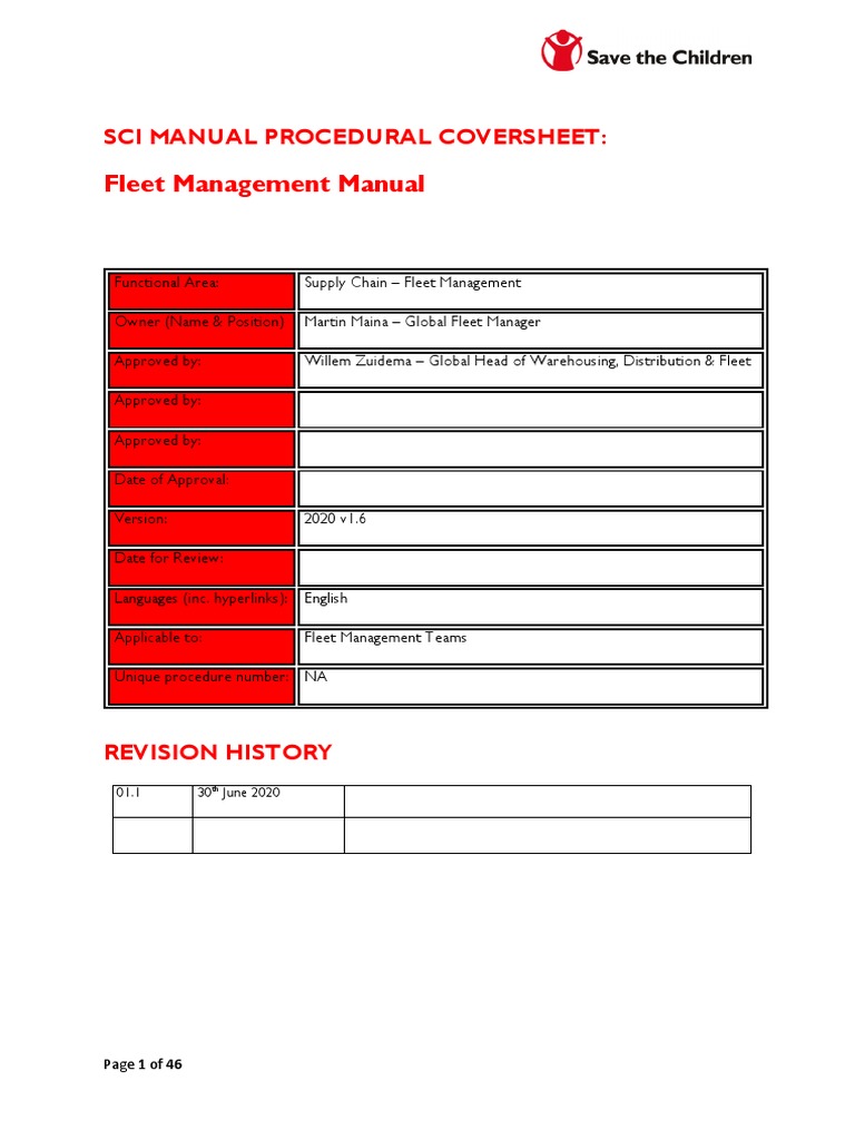 Fleet Management Manual 2020 - FINAL | PDF | Traffic Collision | Road ...