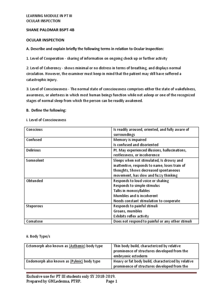 PT Iii Ocular Inspection Module | PDF | Catheter | Vertebral Column