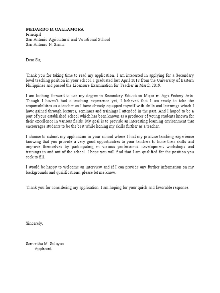 Application Letter | PDF