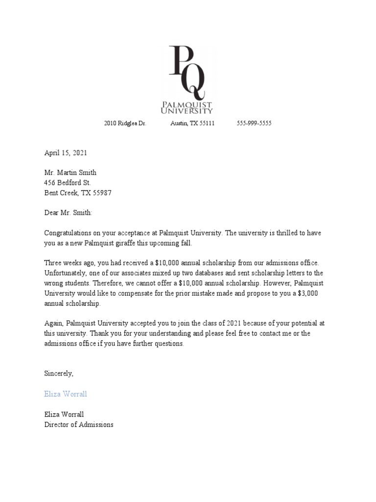 Bad News Letter Assignment | PDF