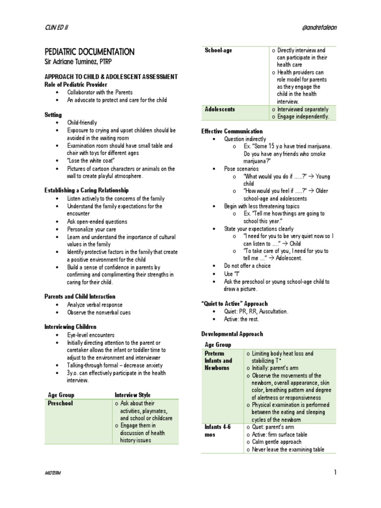 Pediatric Documentation: Sir Adriane Tuminez, PTRP | PDF | Adolescence ...
