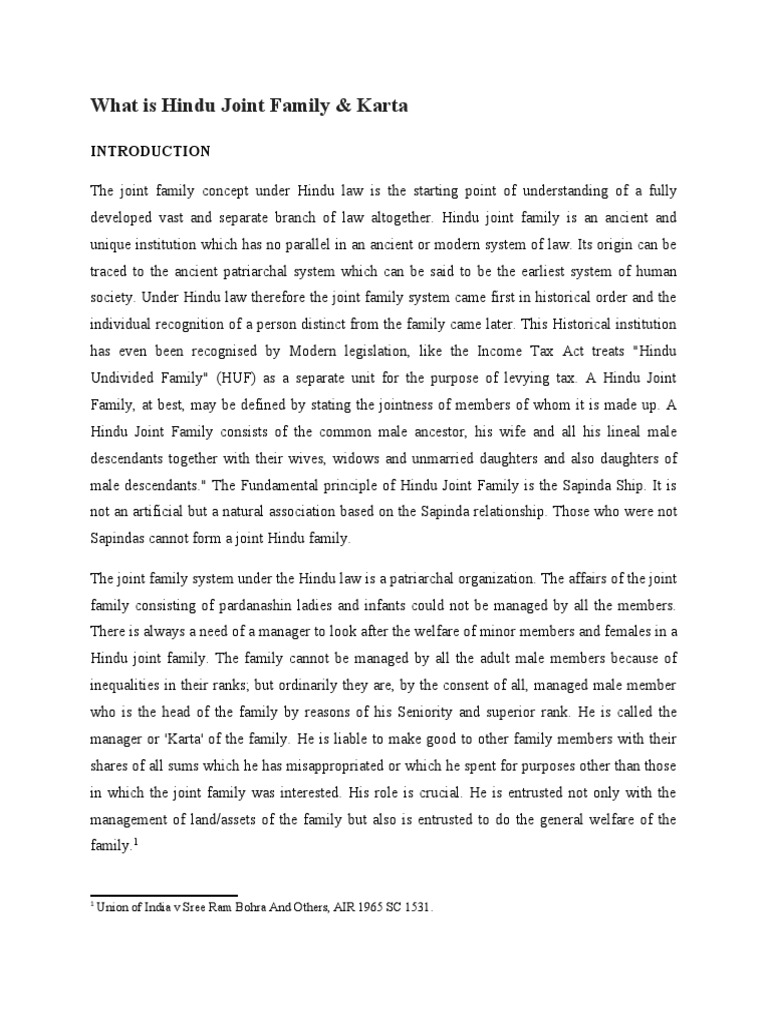 What Is Hindu Joint Family and Karta | PDF | Family | Virtue
