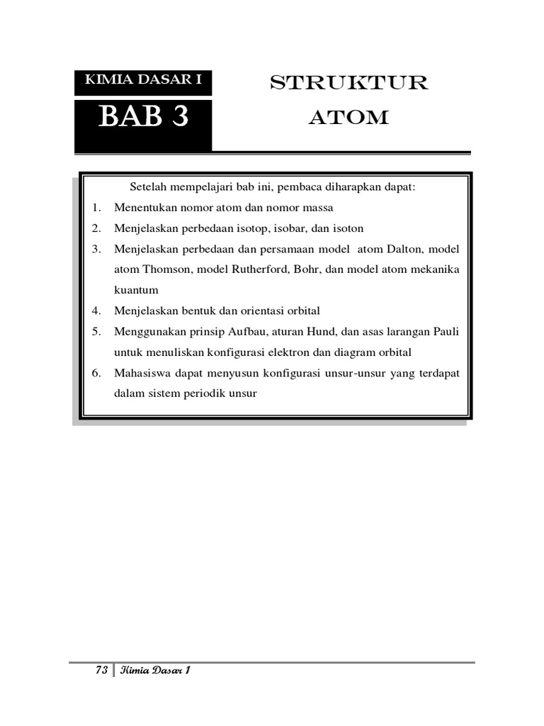 Bab 3 Struktur Atom PDF | PDF | Metode & Bahan Ajar | Teknologi & Rekayasa