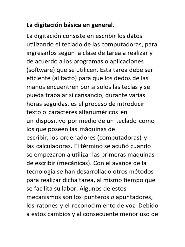 Guía sobre digitación y mecanografía | PDF