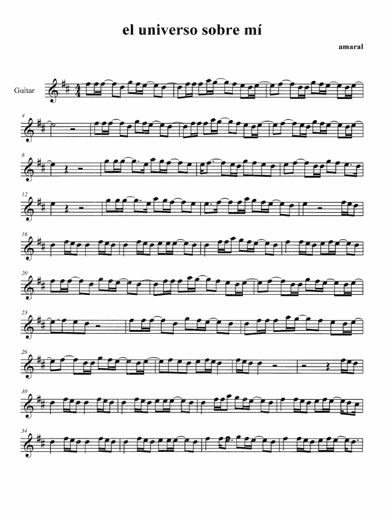 Amaral - El Universo Sobre Mí - Melodía 8 Aguda | PDF