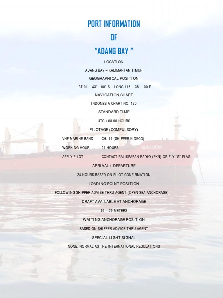 Adang Bay Anchorage PDF | PDF | Watercraft | Shipping