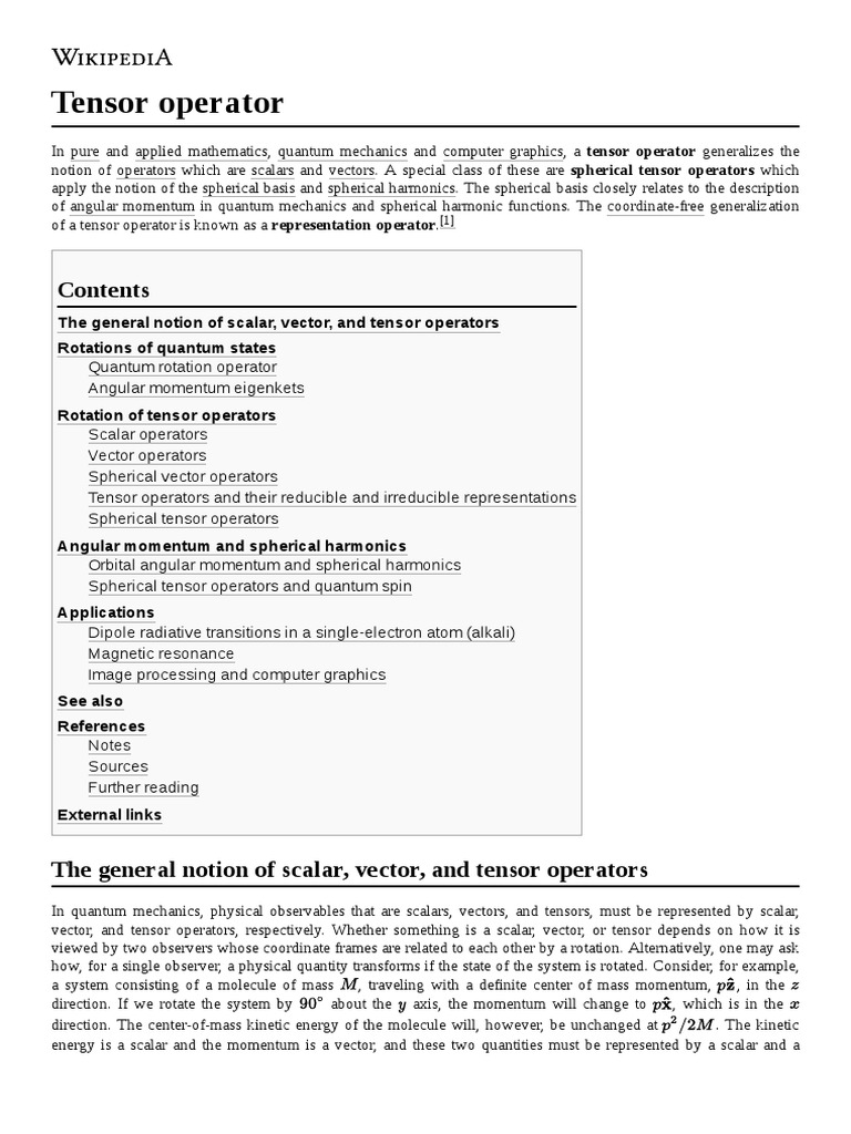 Tensor Operator | PDF | Theoretical Physics | Teaching Mathematics