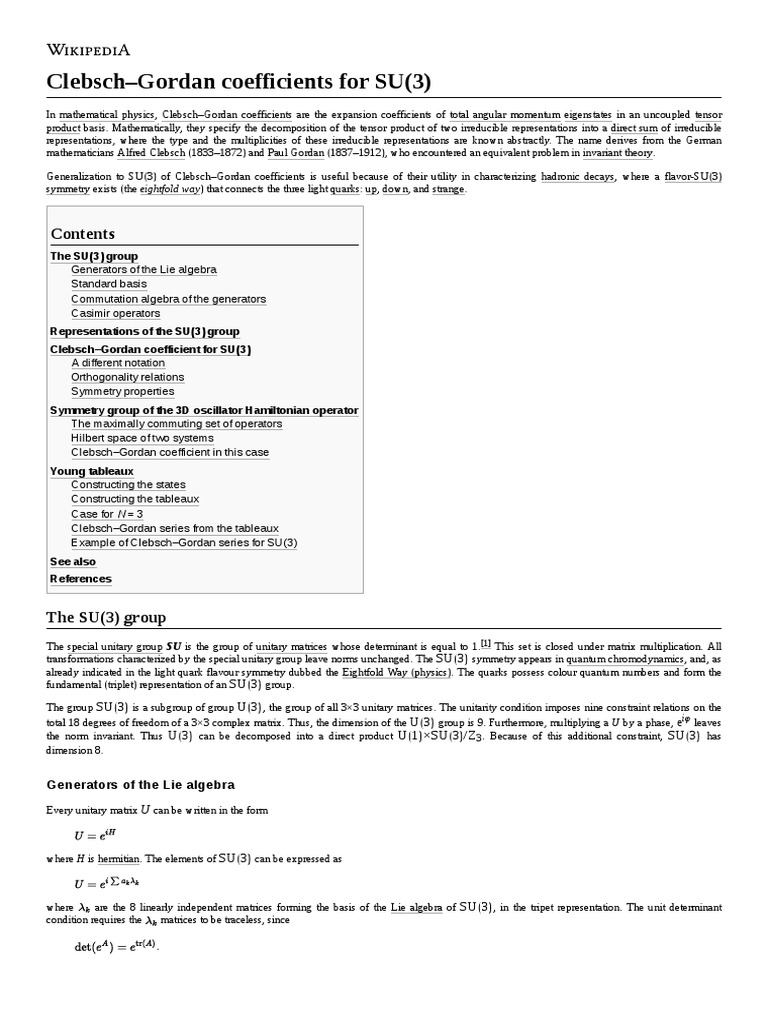 Clebsch-Gordan Coefficients For SU | PDF | Metric Geometry ...