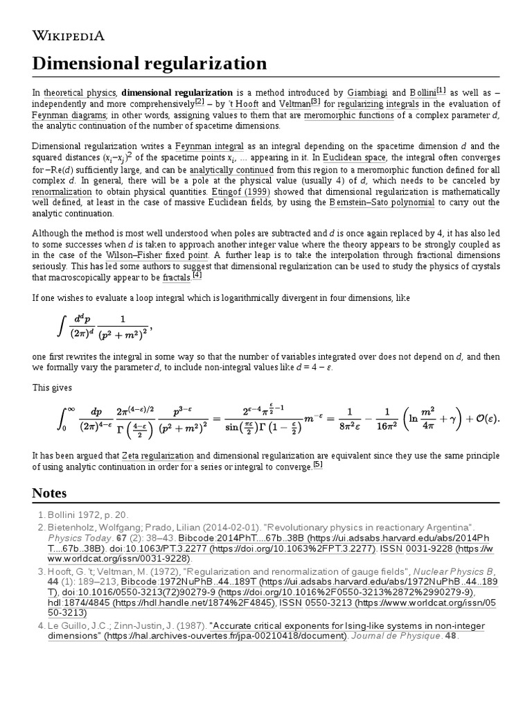Dimensional Regularization: Notes | PDF | Quantum Field Theory ...