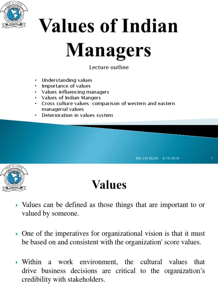 Values of Indian Managers | PDF | Value (Ethics) | Psychological Concepts