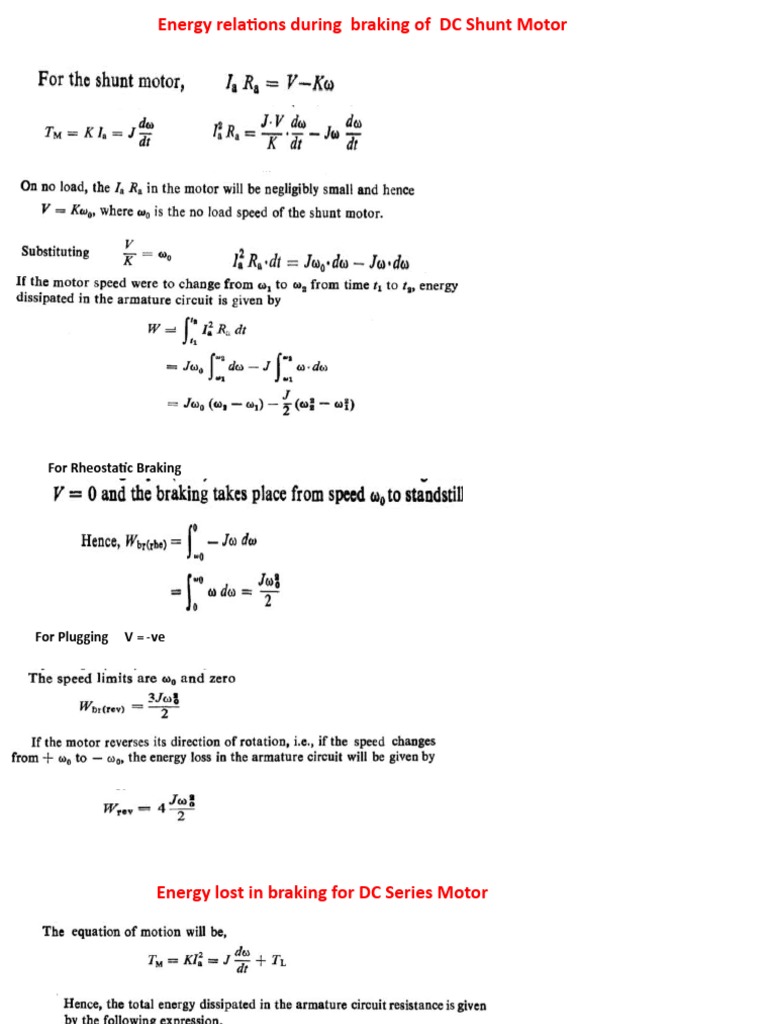 Energy Relations, Braking Dynamics, Load Equalization | PDF | Electric Motor | Power (Physics)