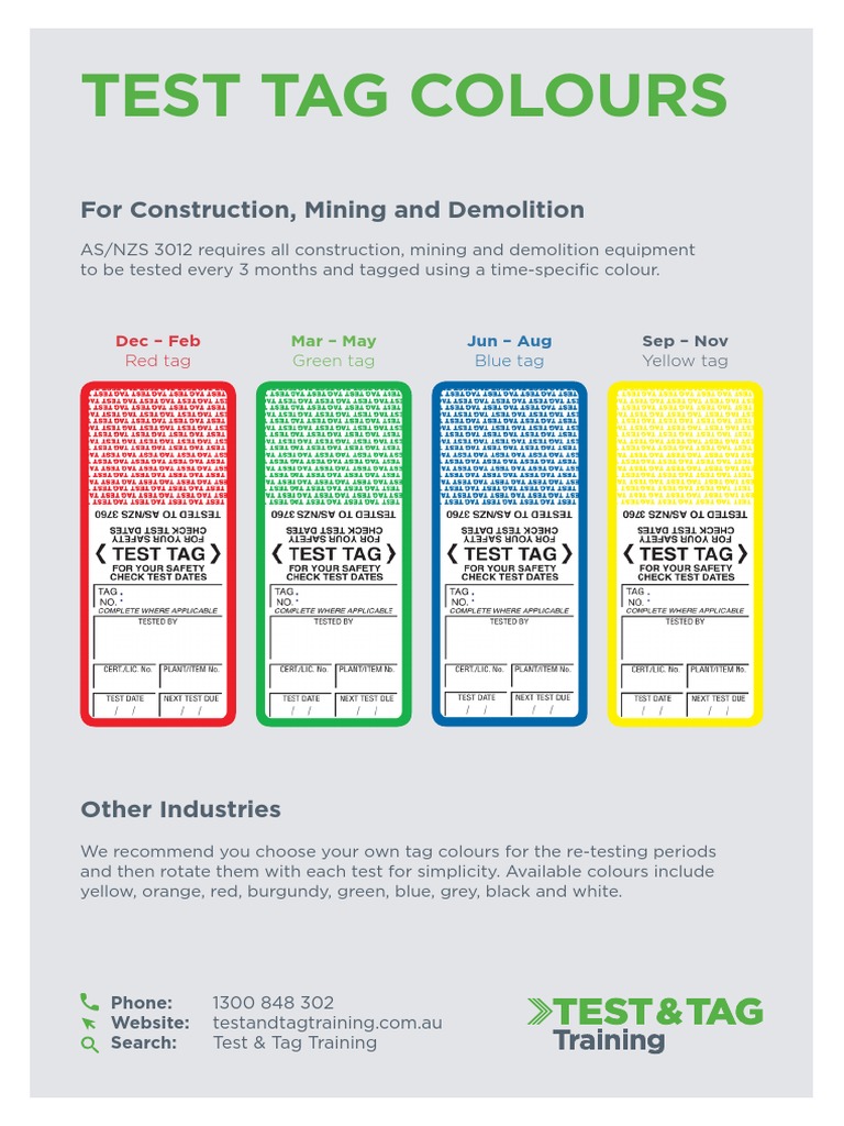 Test Tag Colour Guide for Industries | PDF