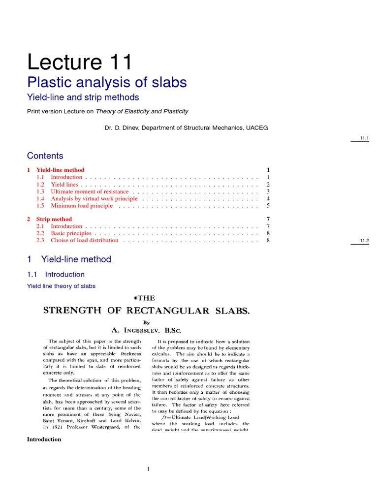 Analysis of Plastic Yield-Line Behavior and Ultimate Load Capacity of Slabs Using Yield-Line ...