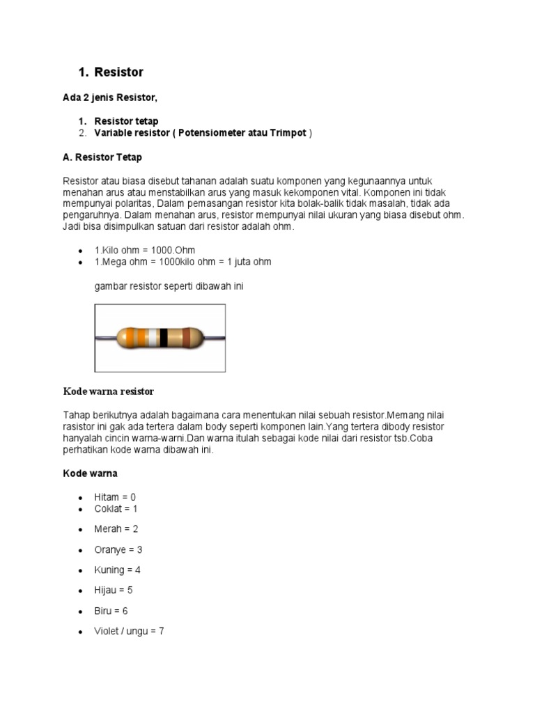 Komponen - Komponen Elektronika Dasar | PDF