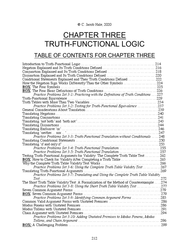 Chapter Three Truth-Functional Logic | PDF | Argument | Deductive Reasoning