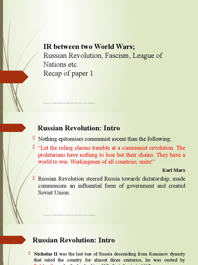15 TH Lecture IR Between Two World Wars | PDF | Fascism | Communism