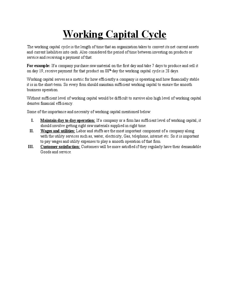 Understanding the Working Capital Cycle | PDF