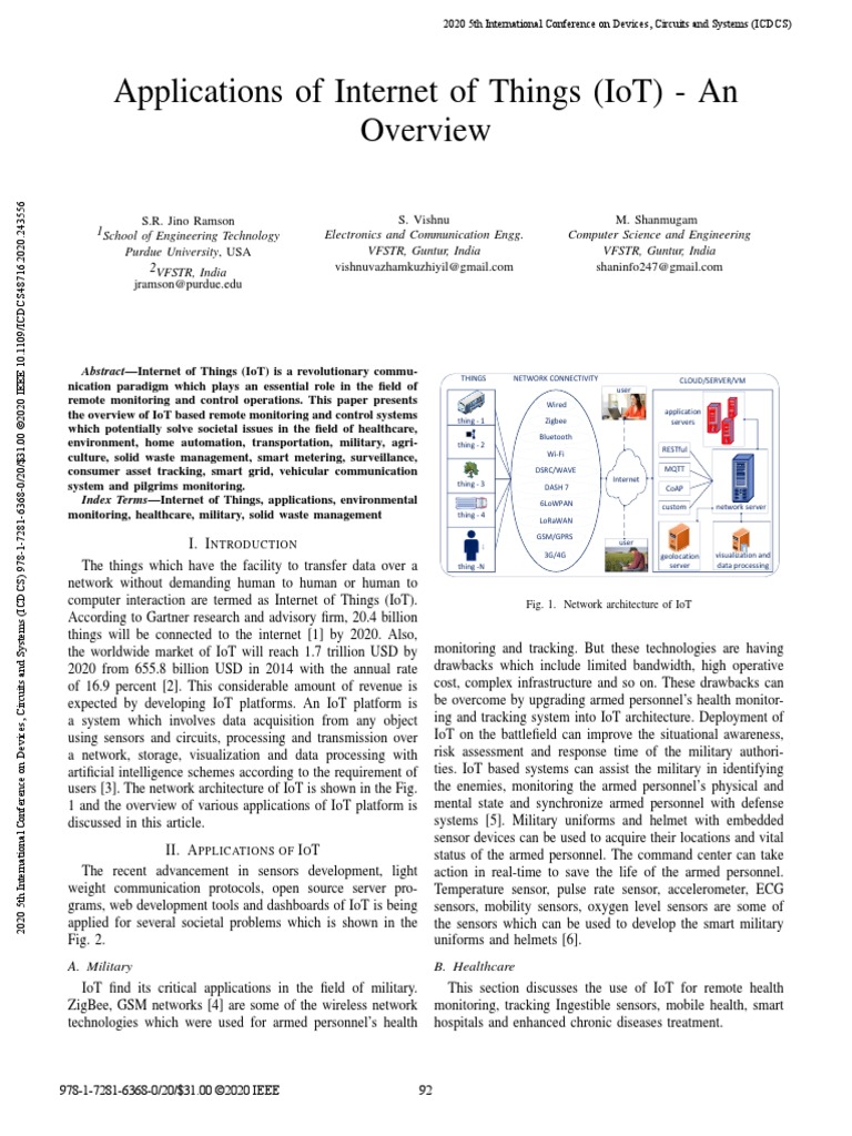 Applications of Internet of Things (IoT) - An Ieee | PDF | Monitoring ...