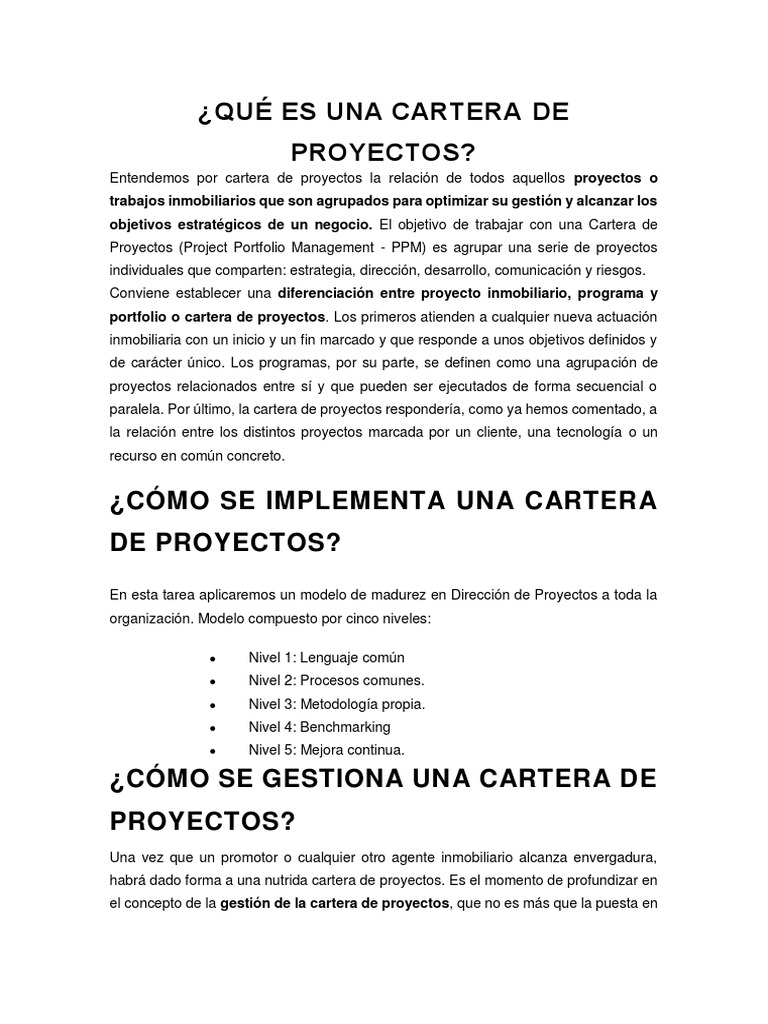 Qué Es Una Cartera de Proyectos PDF | PDF | Business | Economias