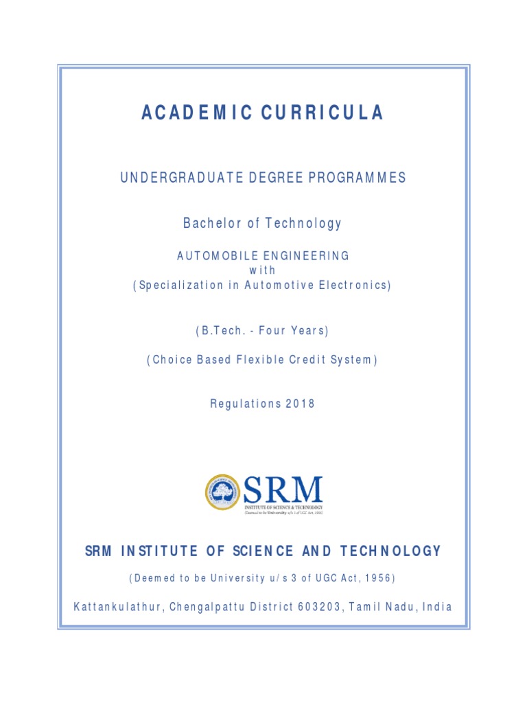 SRM University R2018 - Auto SPLZN | PDF | Engineer | Engineering