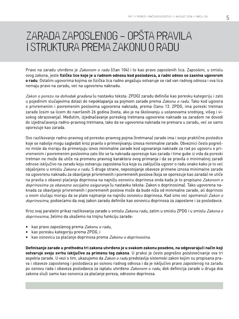 2099 Zarada Zaposlenog-Opsta Pravila I Struktura Prema Zakonu o Radu | PDF