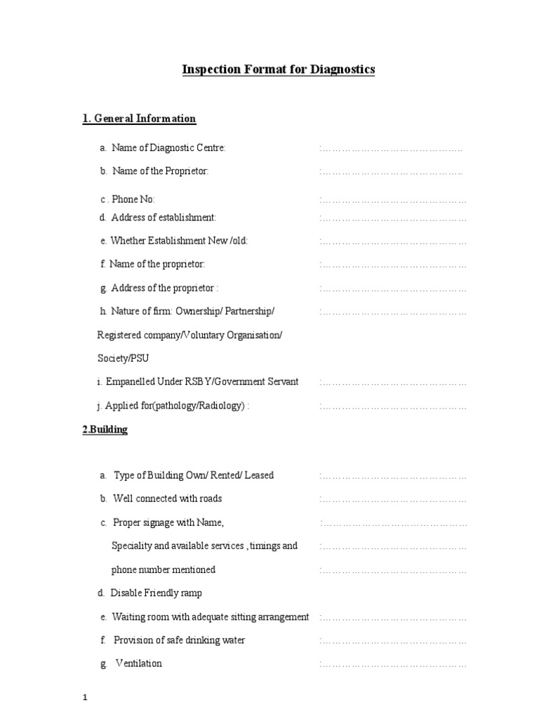 PCPNDT Inspection Form Template | PDF | Radiology | Medicine