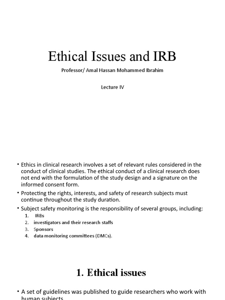 Ethical Issues and IRB | PDF | Institutional Review Board | Stratified ...